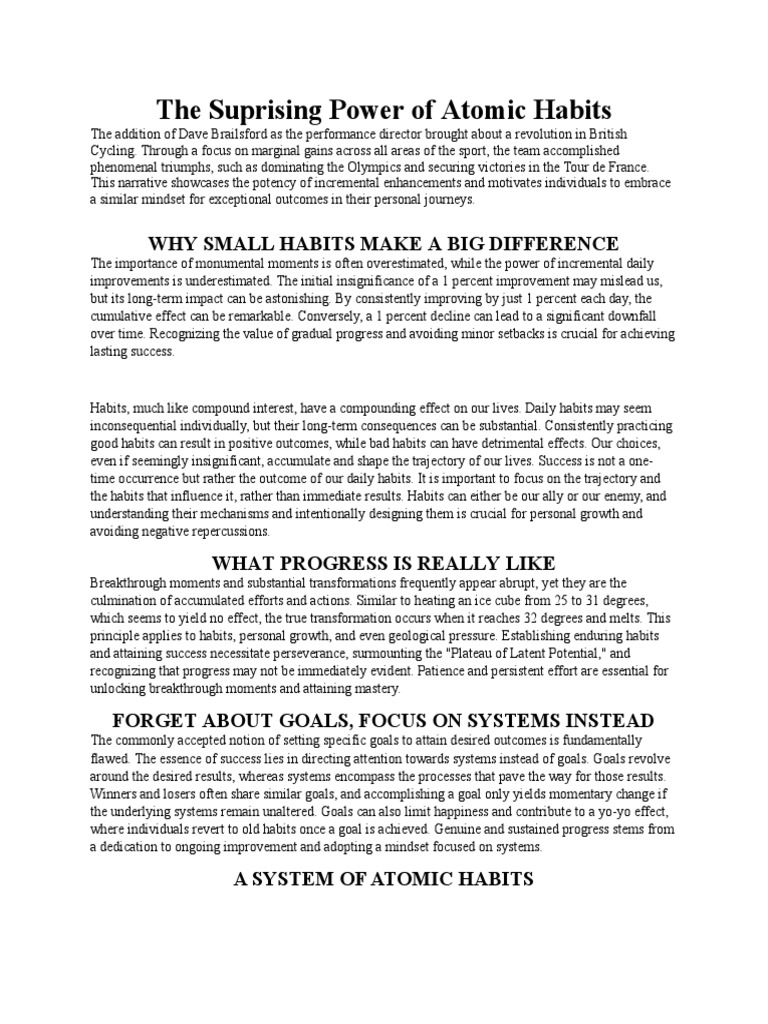 Summarize Atomic Habit Chapter 1 | PDF | Goal | Mindset