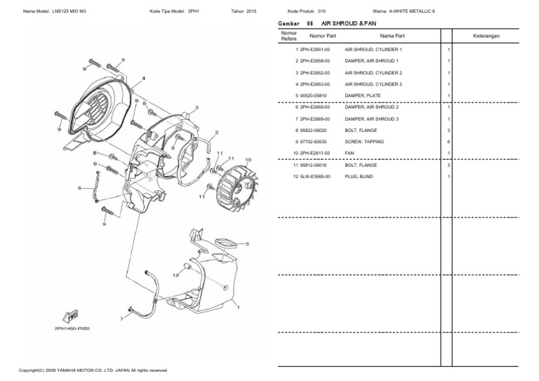 Yamaha Mio M3 Parts - 05 - LNS125 MIO M3 AIR SHROUD & FAN | PDF ...