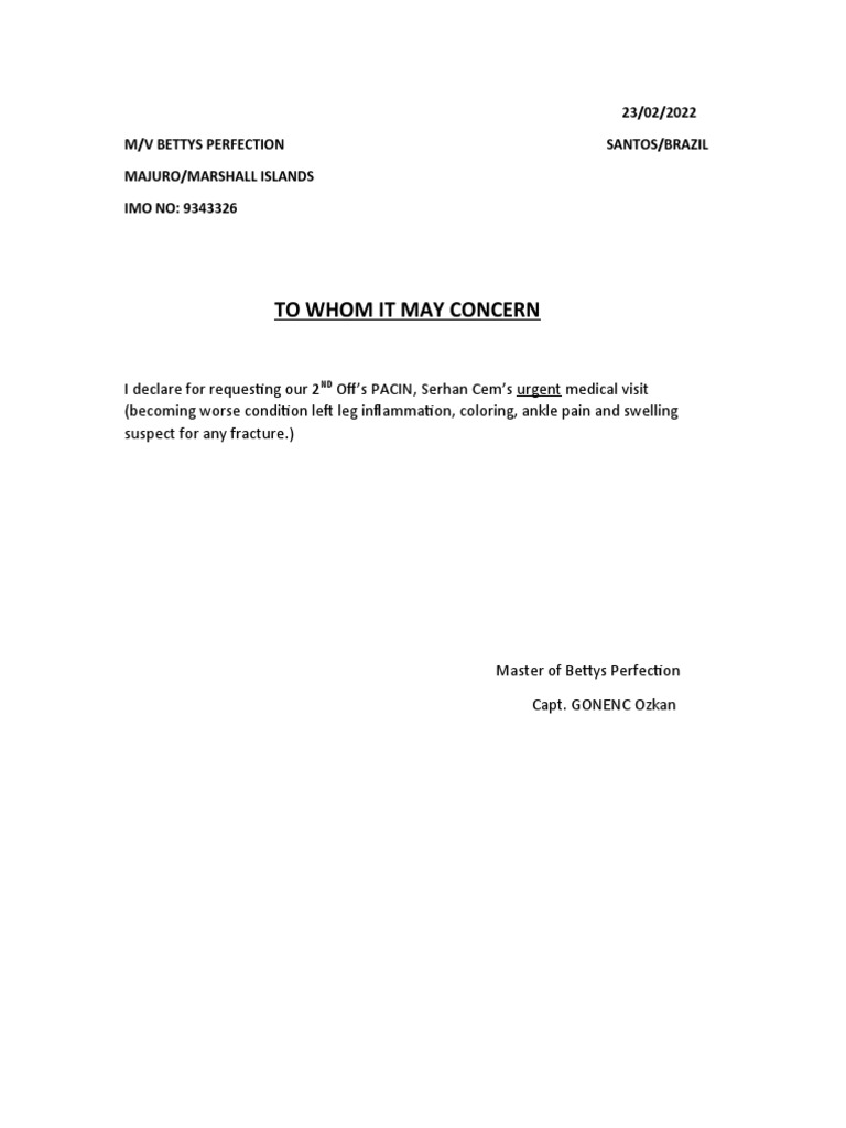 Hospital Visit Request Letter | PDF