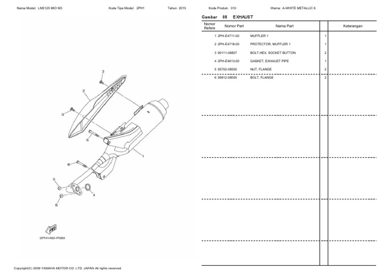 Yamaha Mio M3 Parts - 08 - LNS125 MIO M3 EXHAUST | PDF