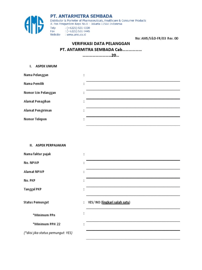 Form Verifikasi Data Pelanggan | PDF