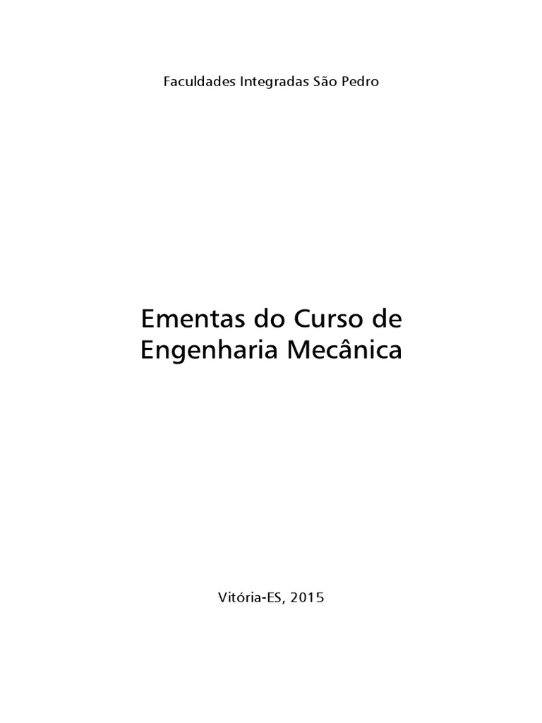 Ementário Eng. Mec. | PDF | Física | Engenharia