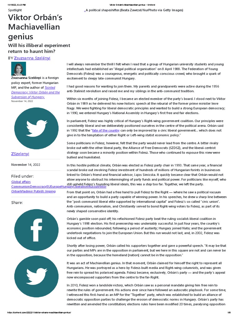 Viktor Orbán's Machiavellian Genius - UnHerd | PDF | Ideologies | Government