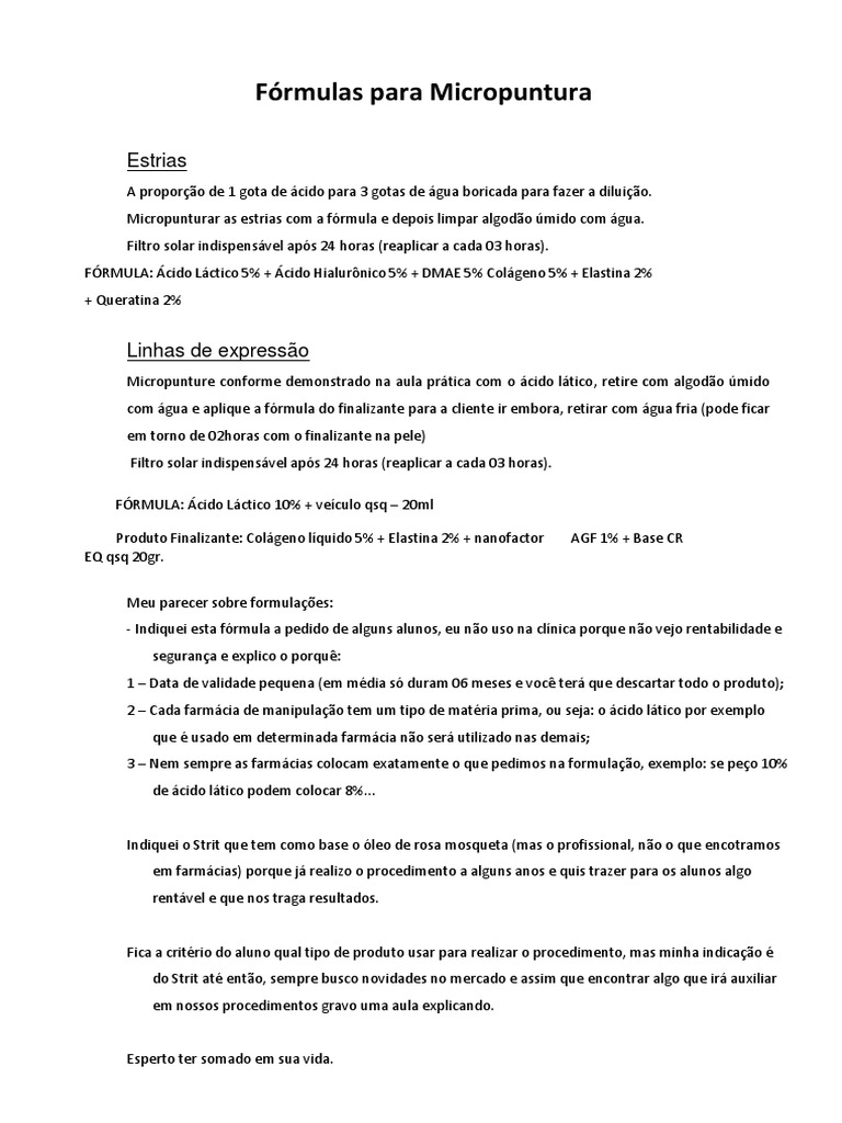 F Rmulas para Micropuntura | PDF | Negócios | Bem-estar