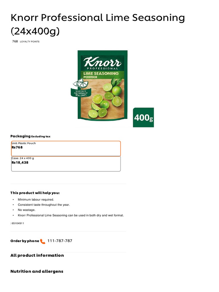 Knorr Professional Lime Seasoning (24x400g) | PDF