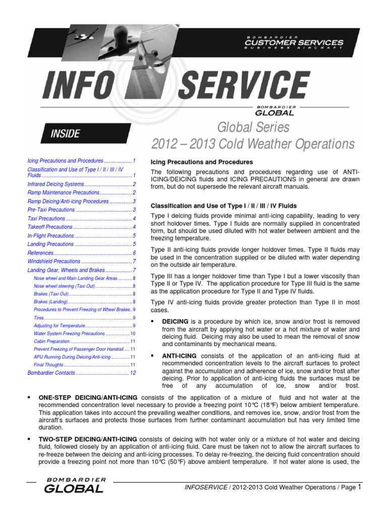 Cold Weather Icing Procedures Guide | PDF | Snow | Aviation