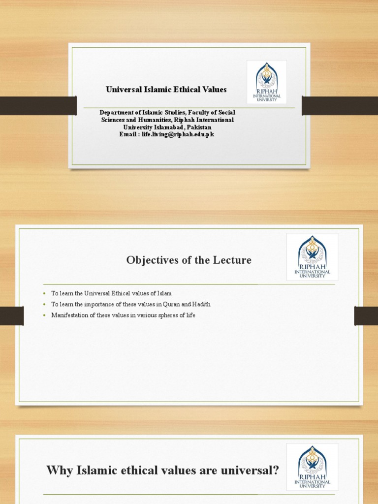 Universal Islamic Ethical Values Lecture 7 Done | PDF