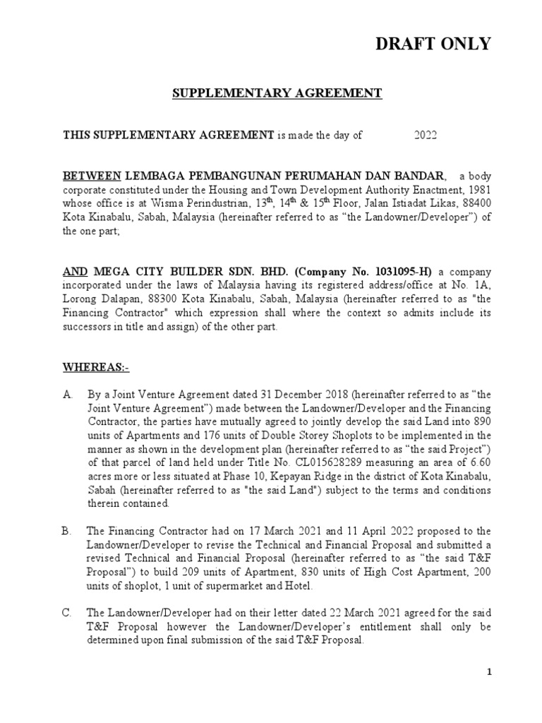 Supplementary Agreement 22.09.2022 | PDF