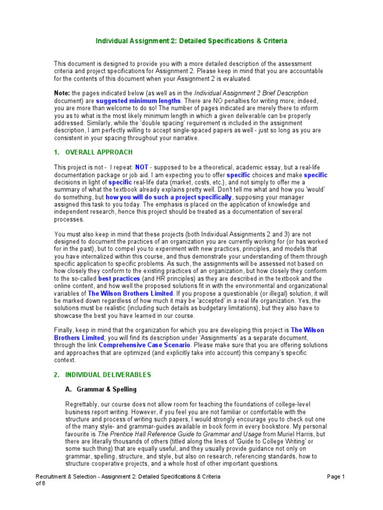 Assignment 2-Detailed Specifications & Criteria | PDF