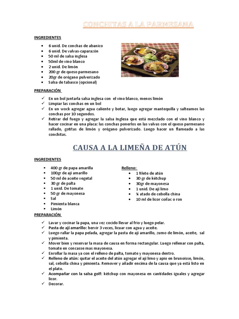 Recetas de Clase 1 | PDF | Cilantro | Salsa
