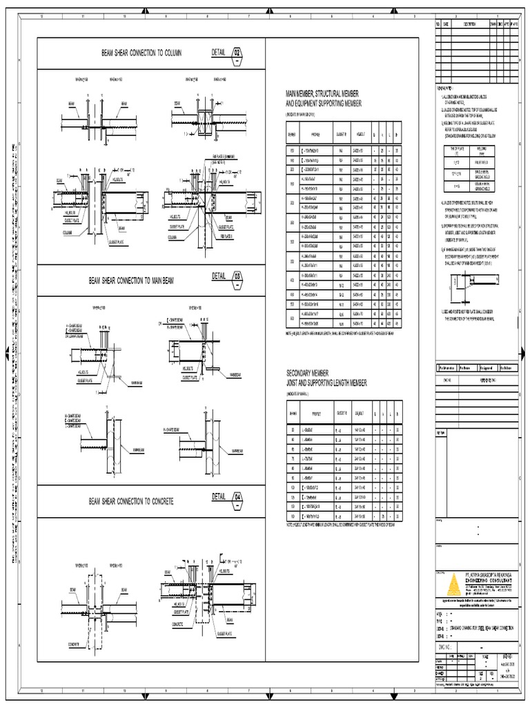 Standard Drawing For Steel Beam Shear Connection | PDF