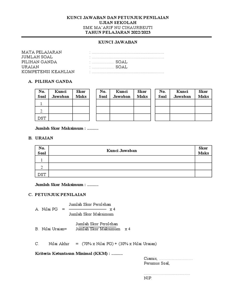 02 - Format Kunci Jawaban | PDF