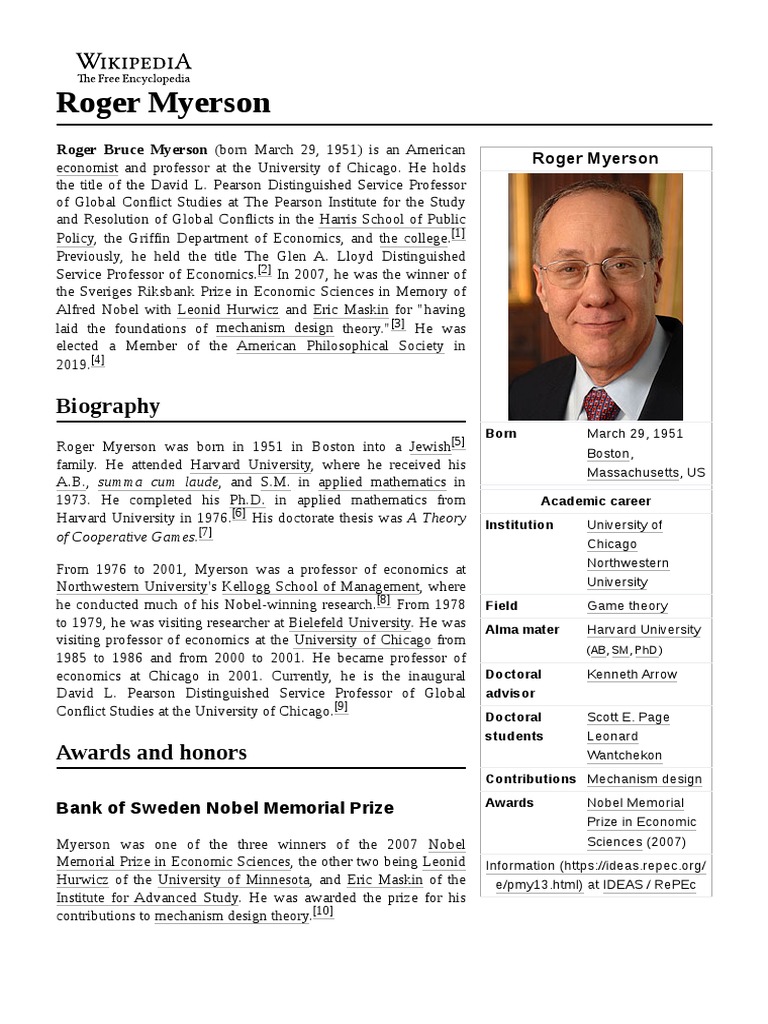 Roger Myerson | PDF | Economics | Economic Theories