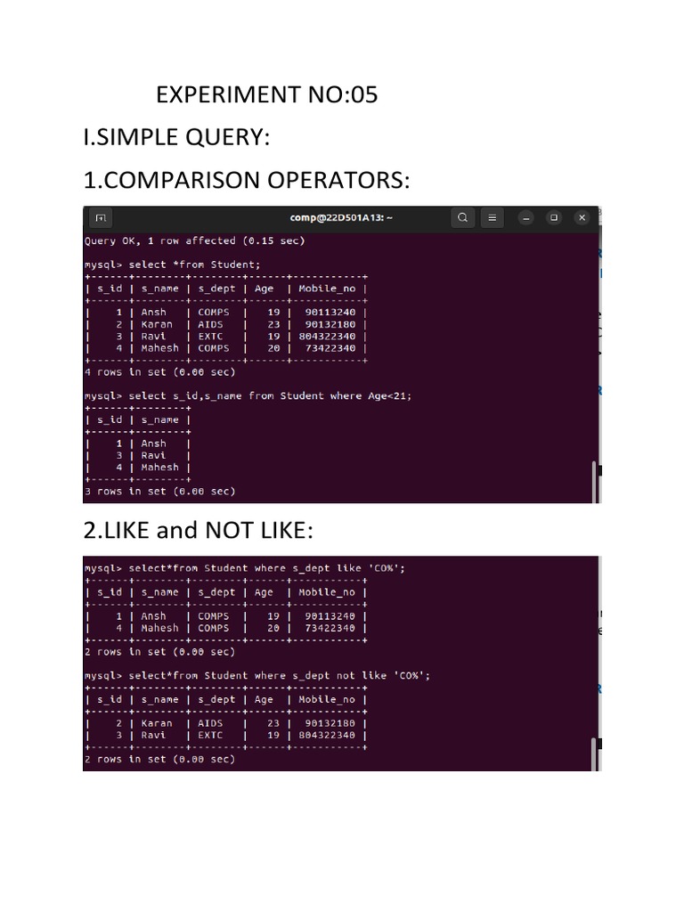 Dbms Experiment 5 Pdf
