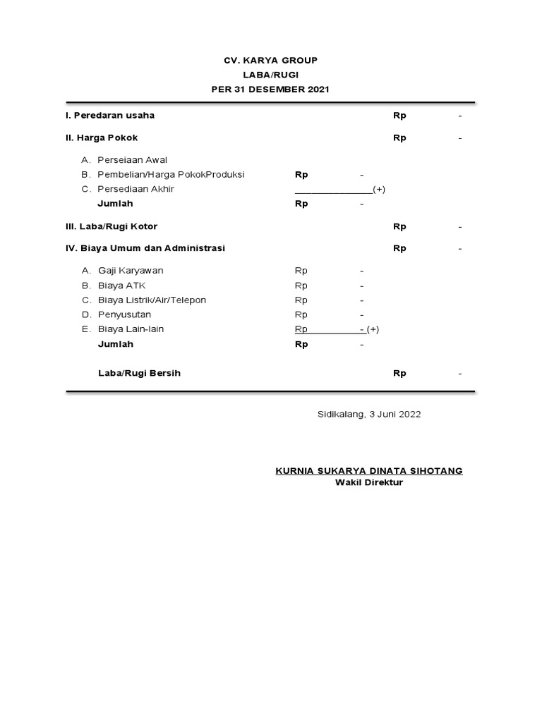Laporan Laba Rugi | PDF