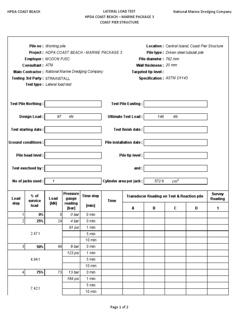 Axial Test Schedule ASTM D1143 - 220811 1 | PDF | Deep Foundation ...
