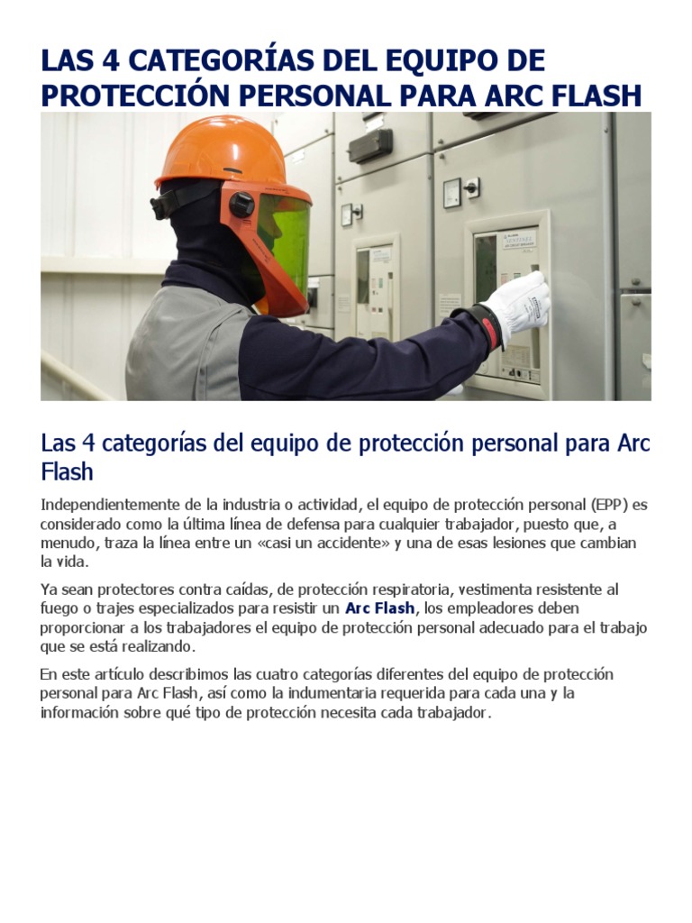 Las 4 Categorías Del Equipo de Protección Personal para Arc Flash | PDF | Ropa | Moda
