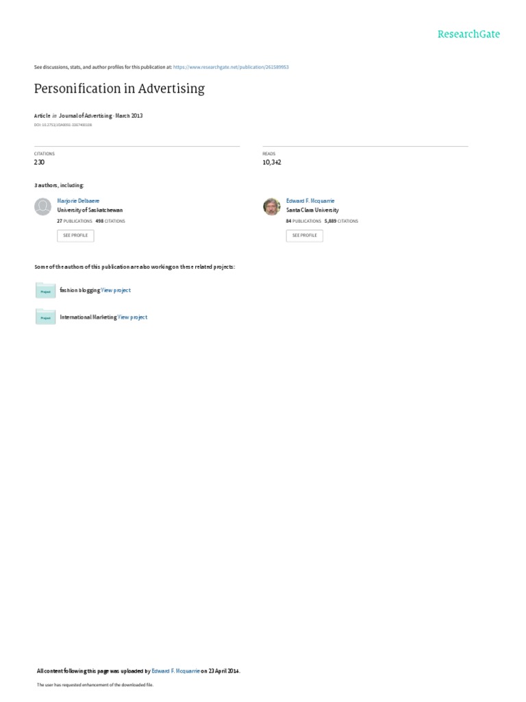 Personification Ja 2011 | PDF | Anthropomorphism | Brand