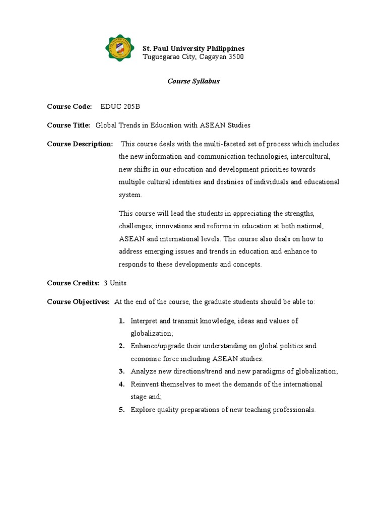 Global Trends Syllabus | PDF