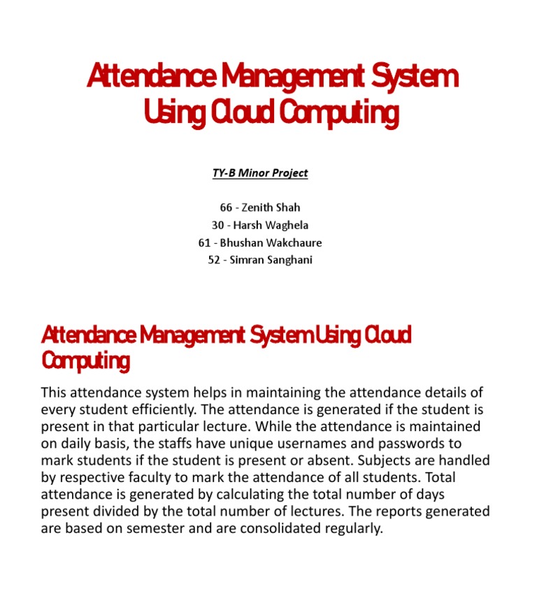 Attendance Management System Using Cloud Computing | PDF