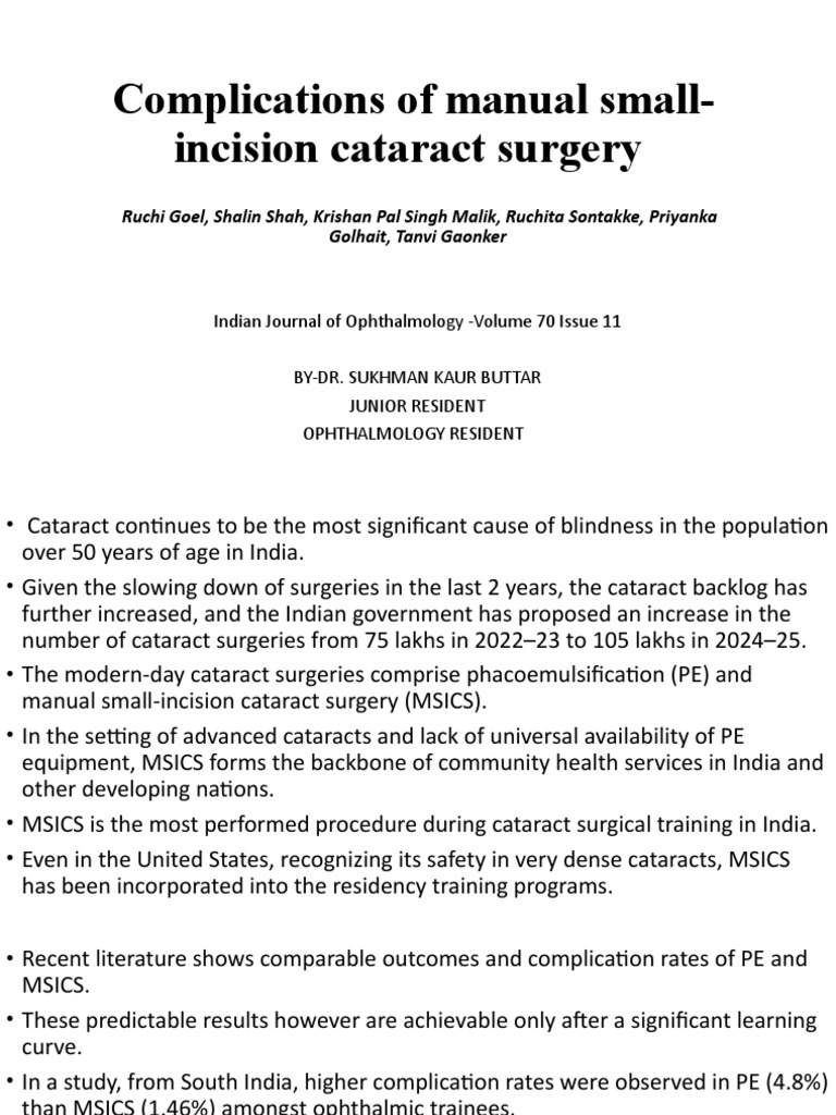 Complications of Msics | PDF | Surgical Specialties | Eye