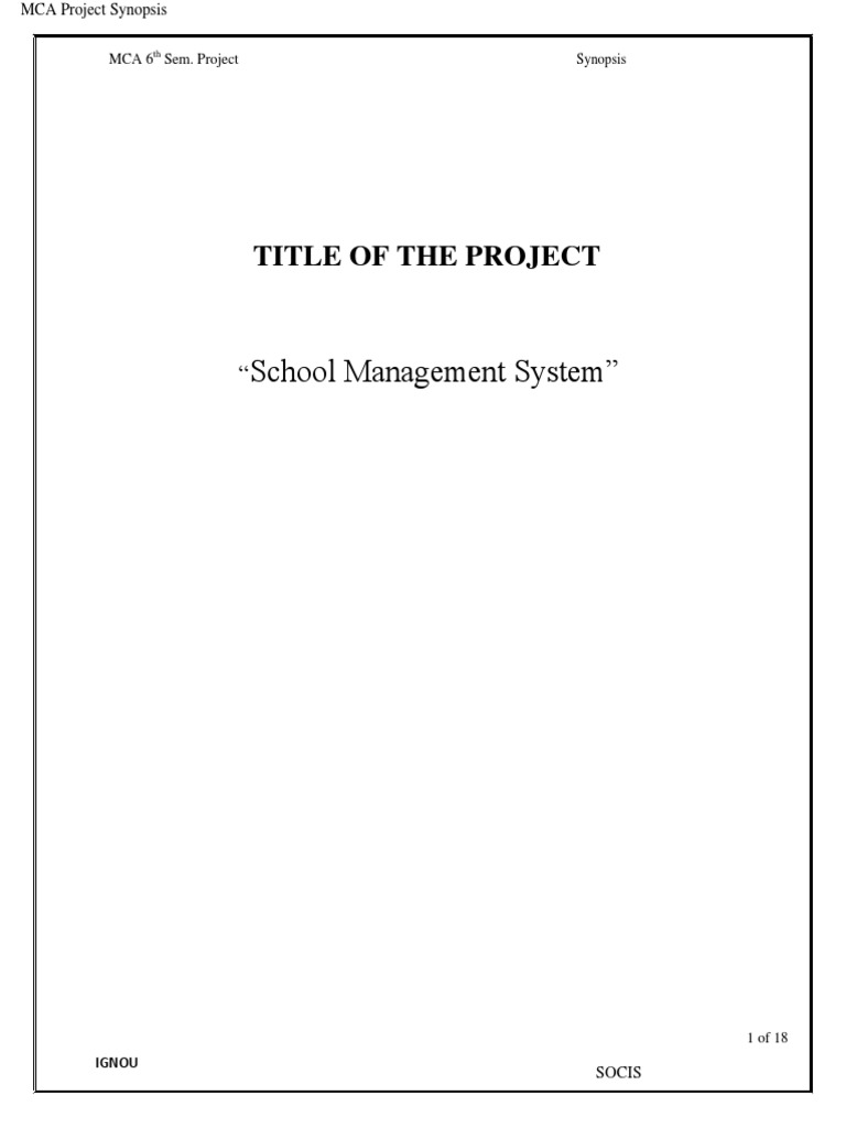 MCA_Project_Synopsis_Sample_TITLE_OF_THE | PDF