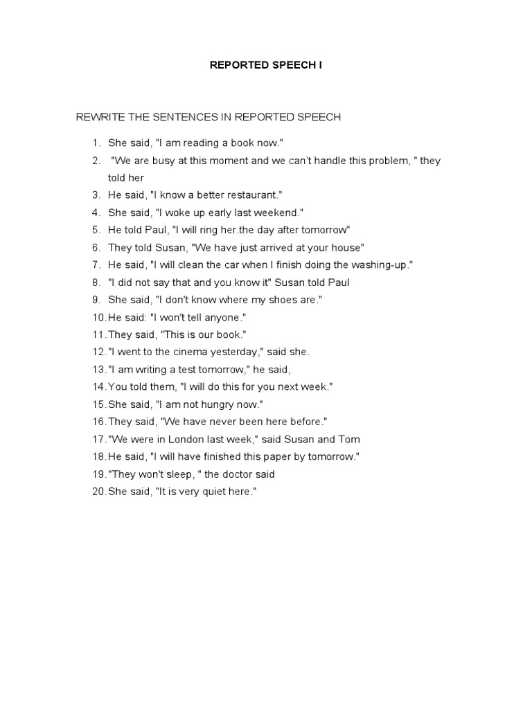 Reported Speech 1 | PDF
