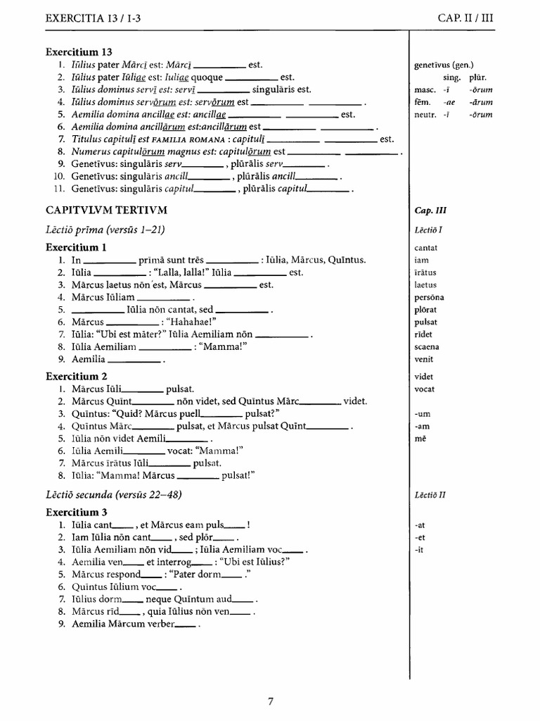 Exercitia Latina I Capitulum III | PDF