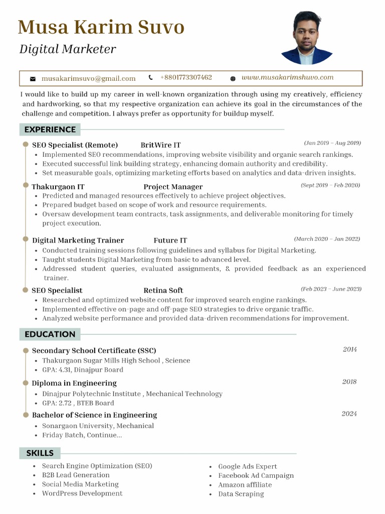 Musa Karim Suvo Resume | PDF