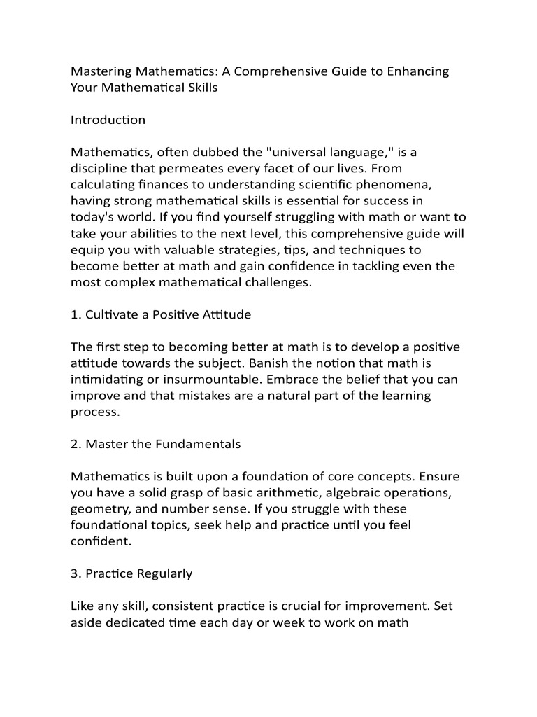 Mastering Mathematics | PDF | Mathematics | Learning