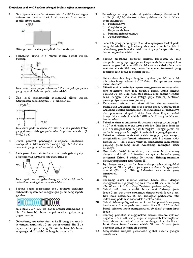 Kisi-Kisi Ujian Fisika Semester Genap Kelas XI | PDF