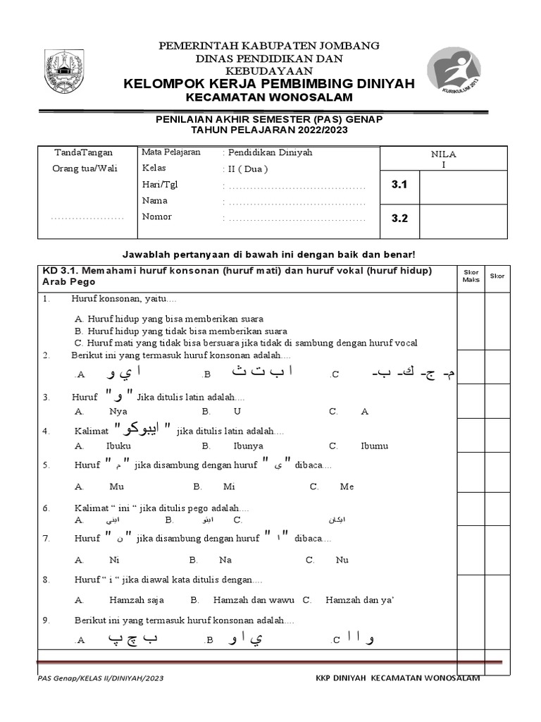 PAS 2023 Kelas 2 | PDF