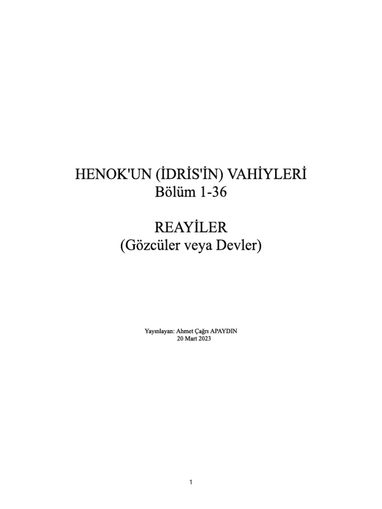 HENOK'UN VAHİYLERİ Böl.1-36 | PDF