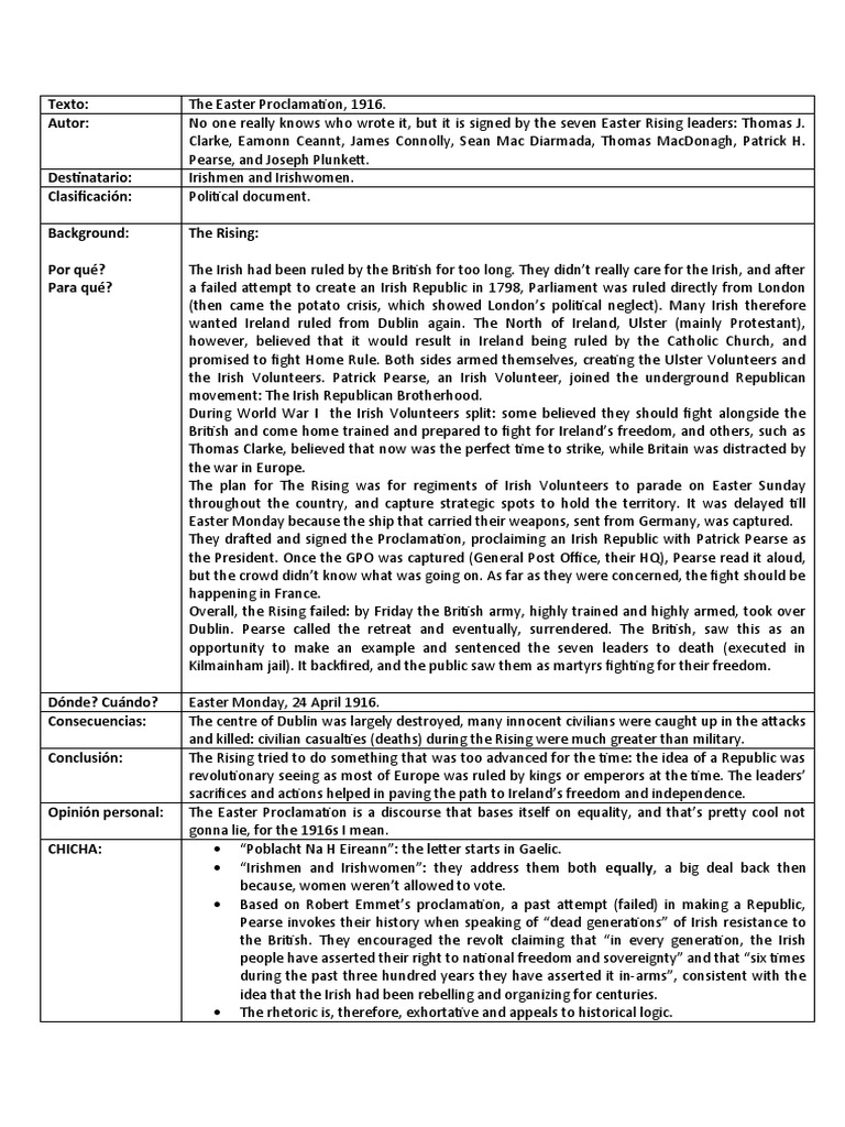 Ficha Easter Proclamation 1916-1 | Download Free PDF | Resistance To ...