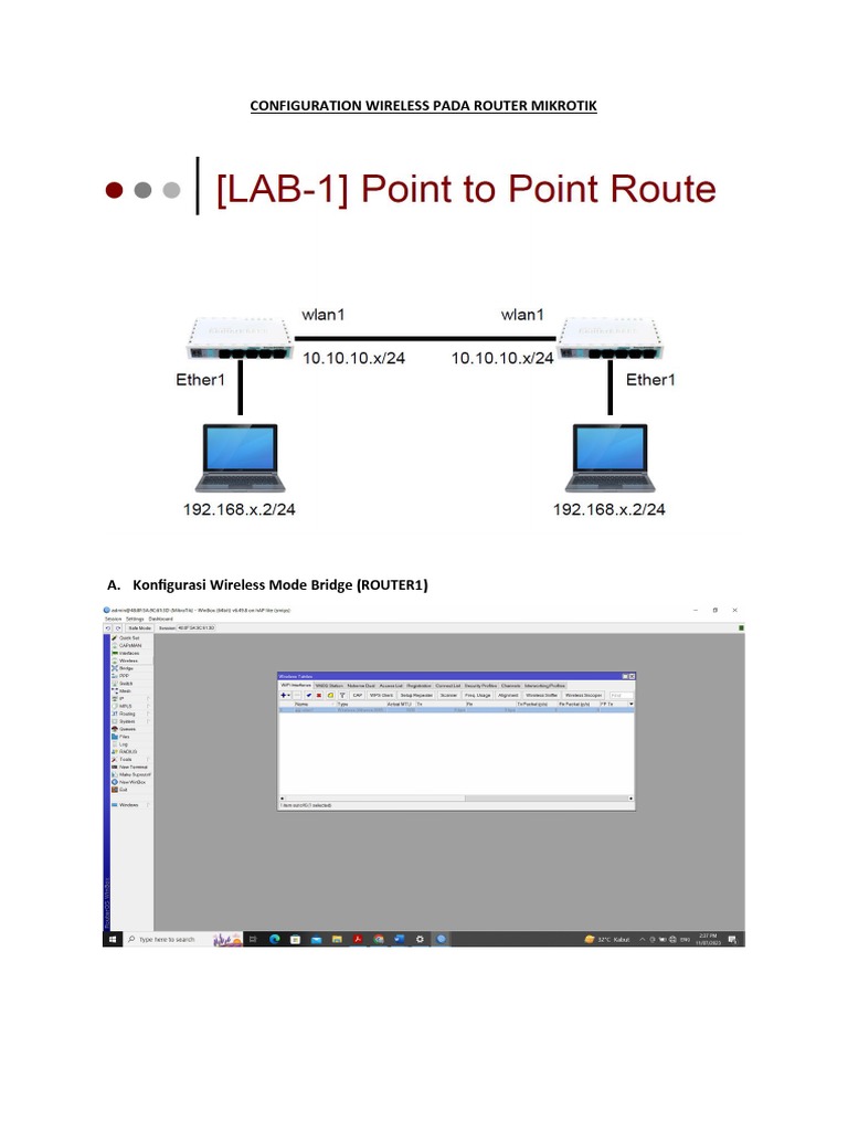 Basic Configuration Wireless Pada Router Mikrotik (Lab 1) | PDF