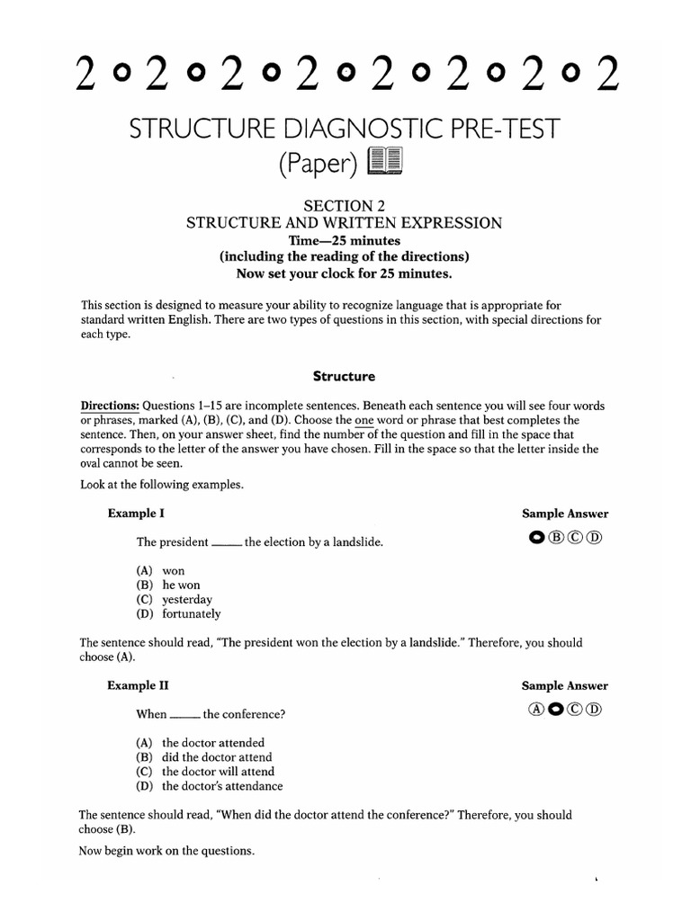 Longman Structure Pre-test | PDF