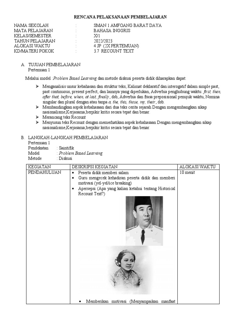 RPP Berdiferensiasi Contoh MGMP 2022 | PDF