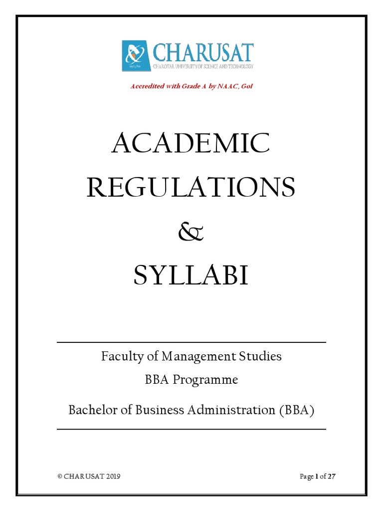 BBA Programme Structure & Syllabus | PDF | Qualifications | Academic Degree