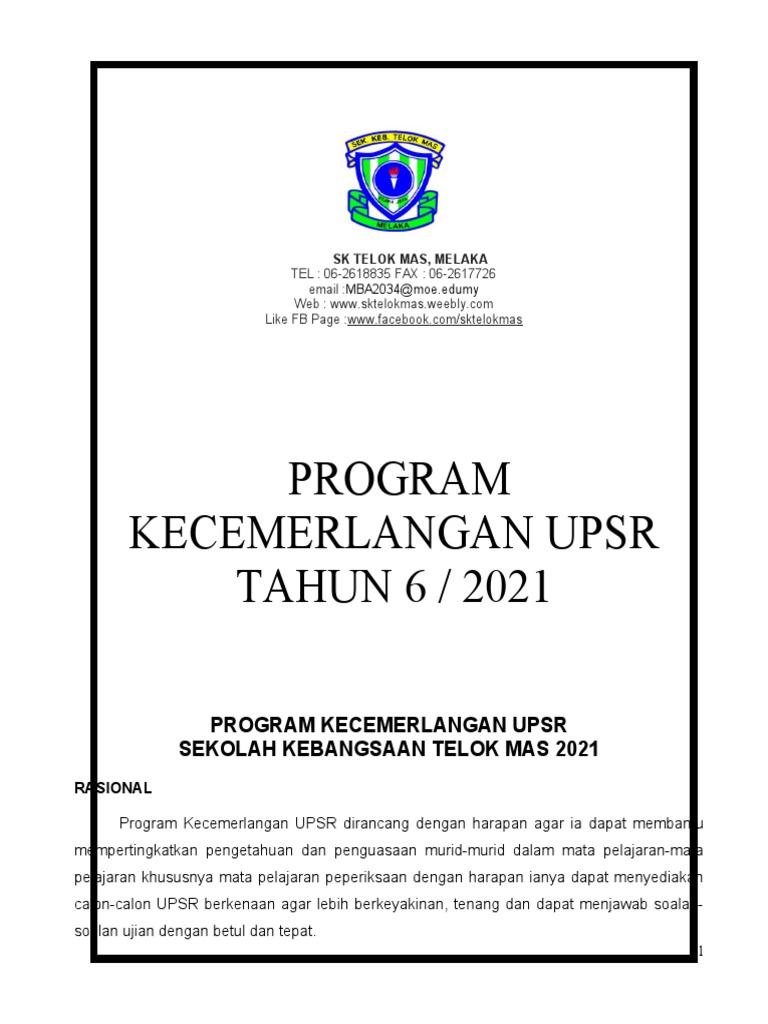 Buku Program Kecemerlangan Upsr 2021 | PDF