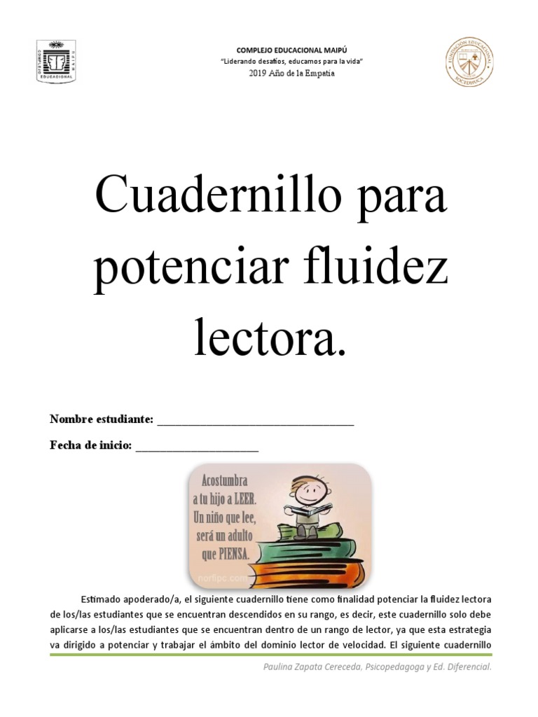 Cuadernillo para Fluidez Lectora | PDF | Artes del Lenguaje y Comunicación