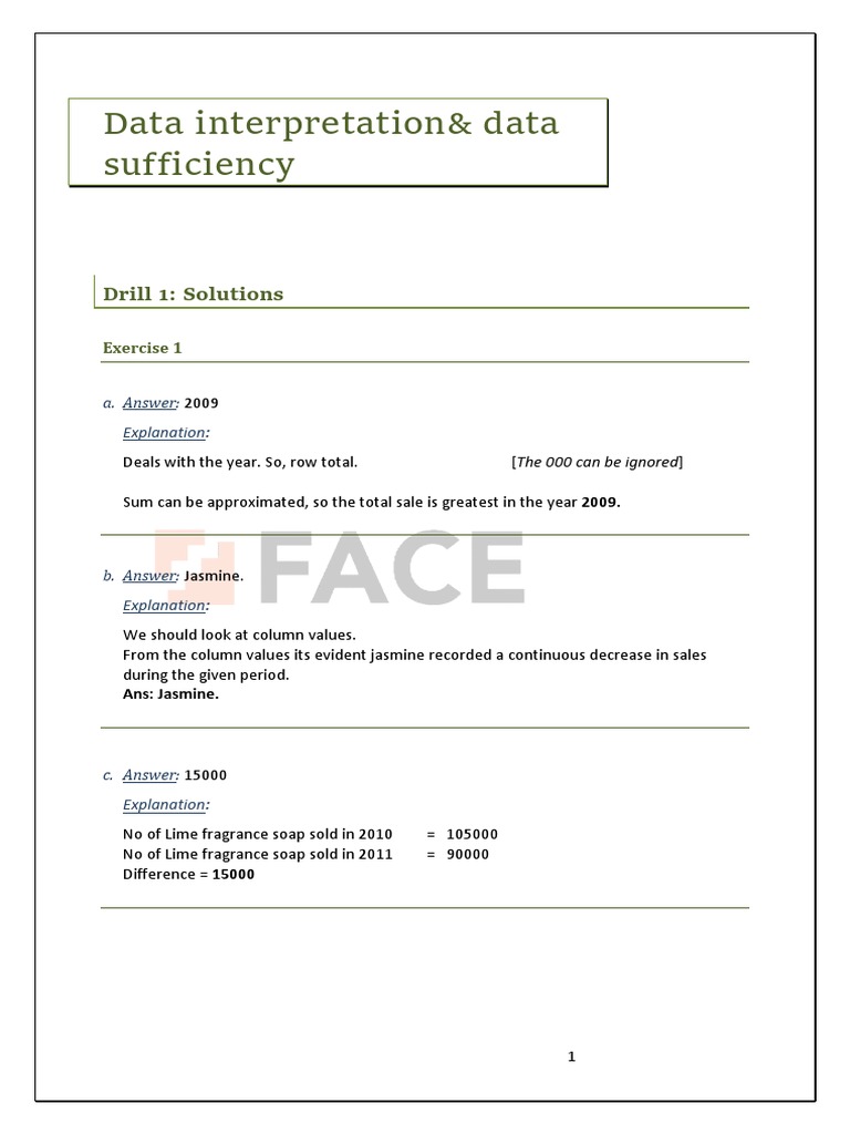 Data Interpretation and Sufficiency | PDF