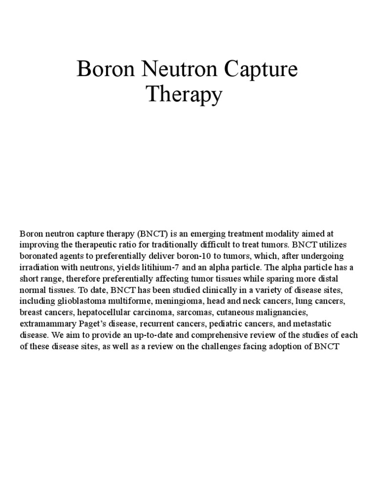 Boron Neutron Capture Therapy Overview | PDF | Science & Mathematics