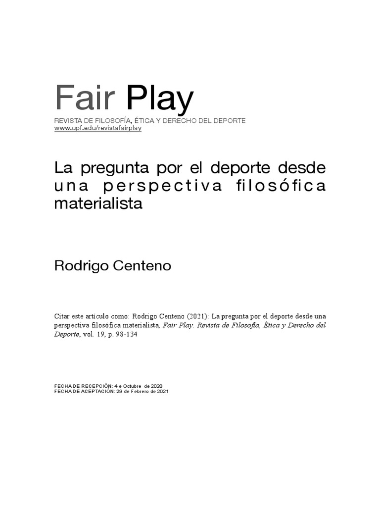 Filosofía Materialista del Deporte | PDF | Filosofía
