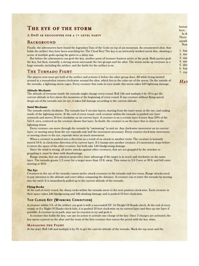 DnD 5e Tornado Encounter Guide | PDF | Tornadoes | Storms
