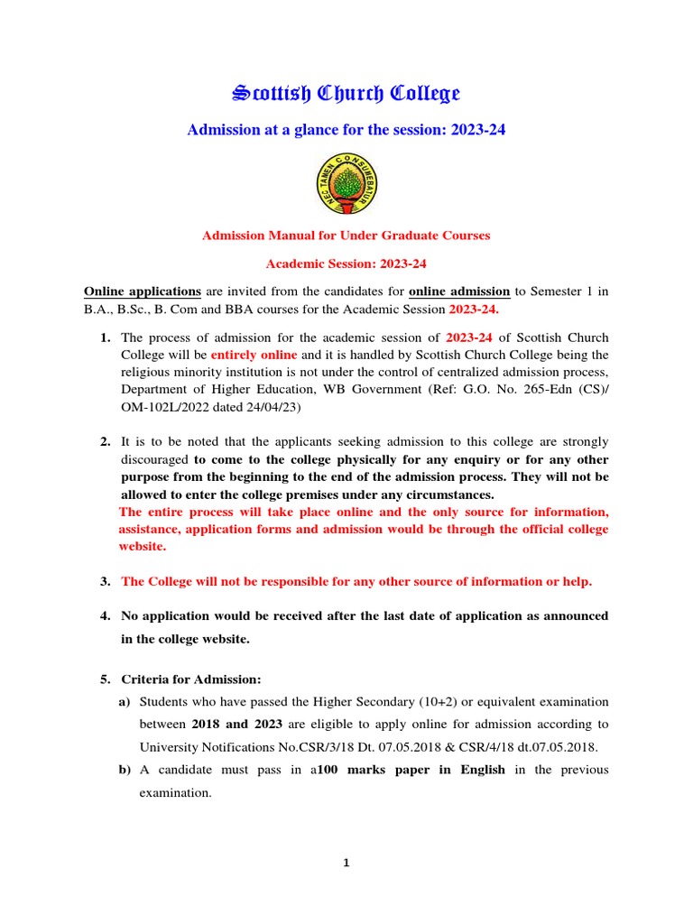 Admission Manual 2023 24 | PDF | University And College Admission ...