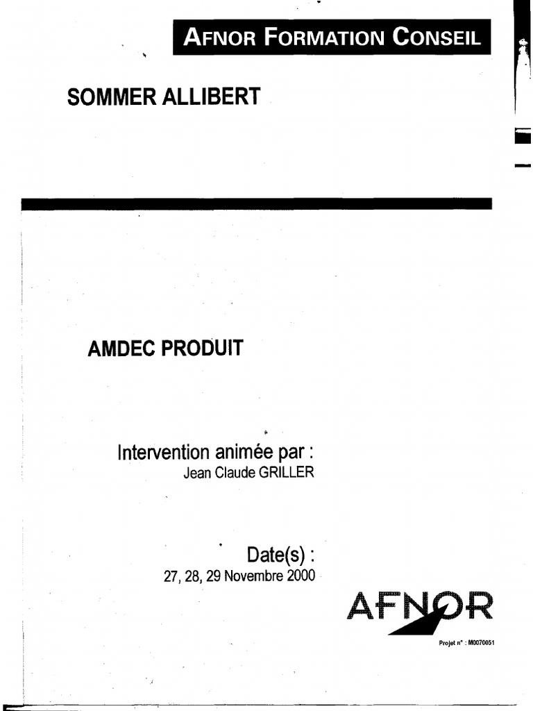 Formation AMDEC AFNOR 20001127 | PDF