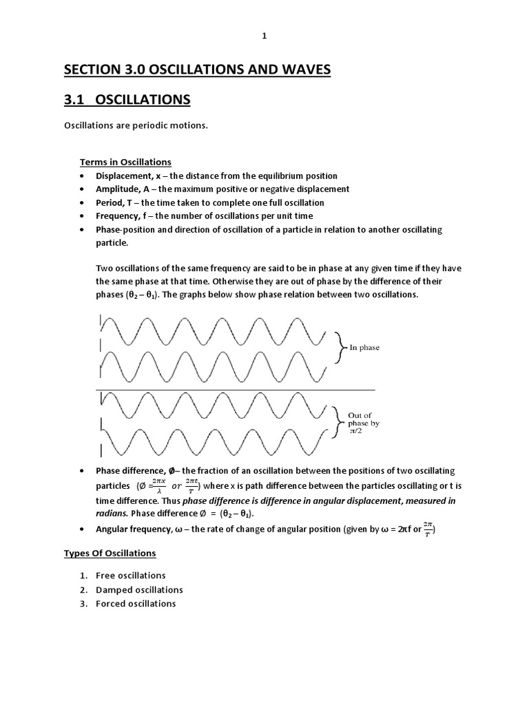 Section 3.0 Oscillations and Waves | PDF | Diffraction | Resonance