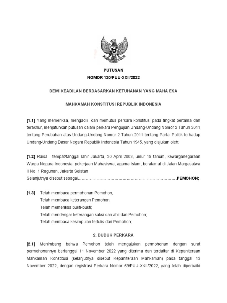 Tugas Putusan MK | PDF