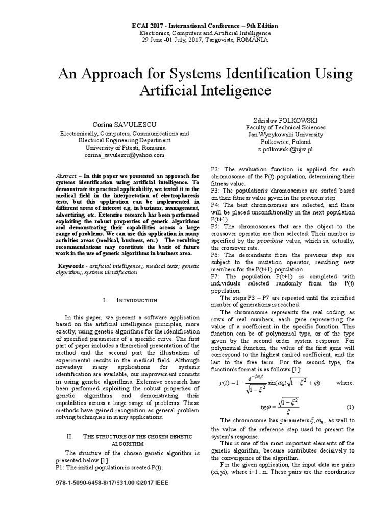 An Approach For Systems Identification Using Artificial Inteligence | PDF | Genetic Algorithm ...
