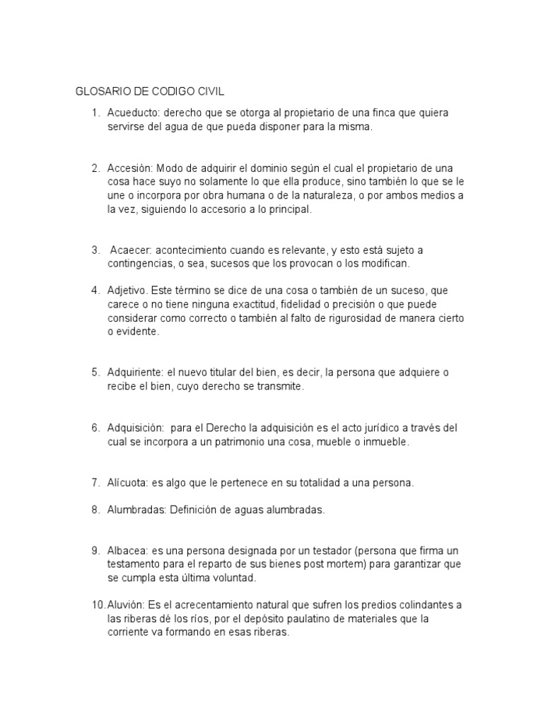 Glosario de Codigo Civil Ii | PDF | Propiedad | Condominio